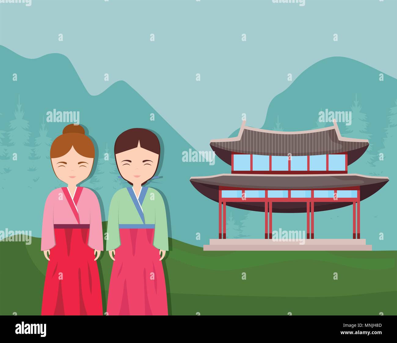 Traditional Korean Cartoon Girl