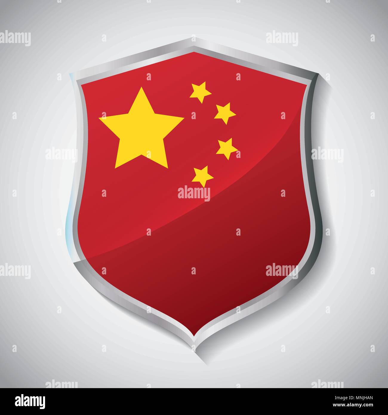 shield with china flag design over white background, colorful design ...