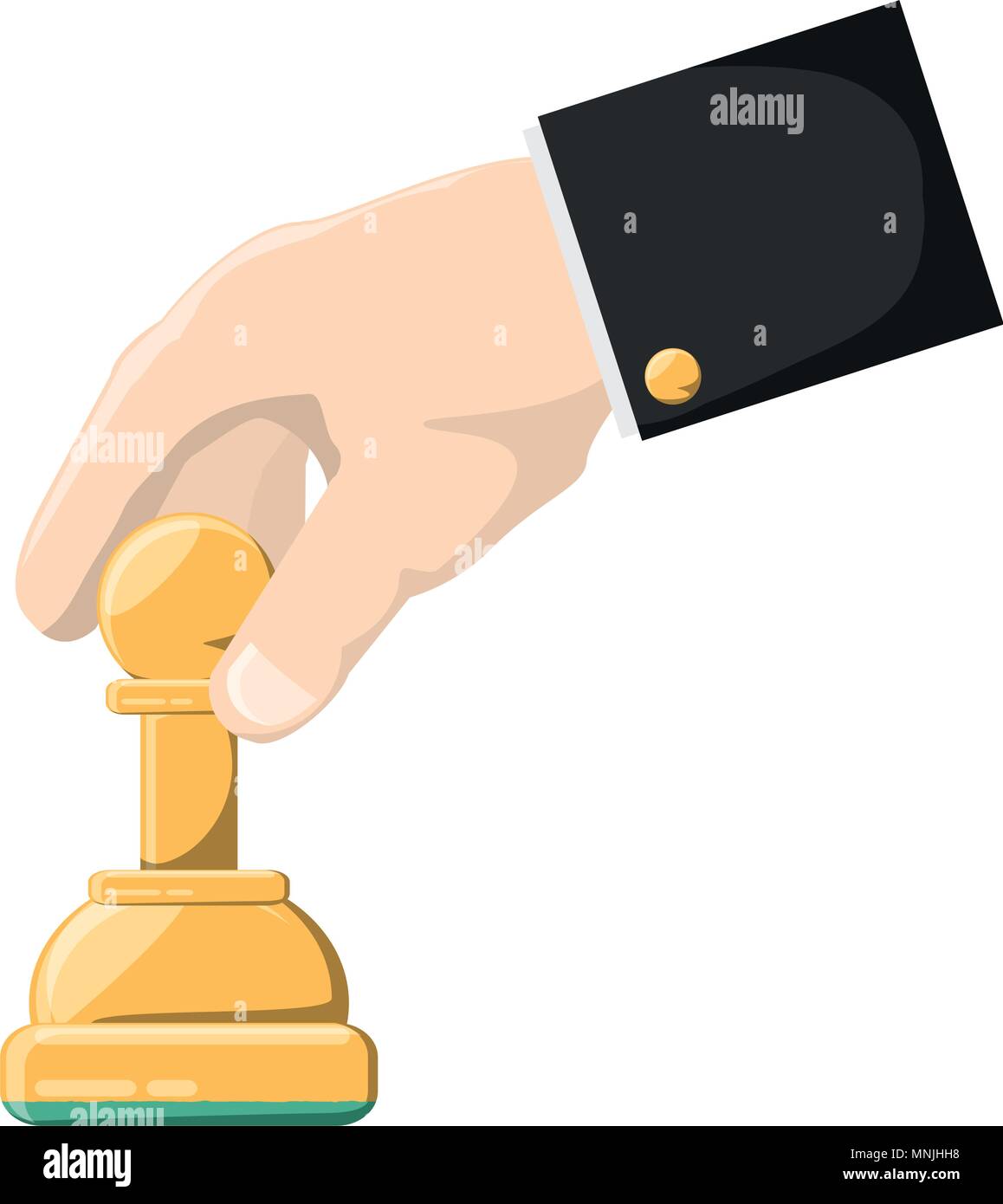 hand holding a pawn piece over white background, vector illustration ...
