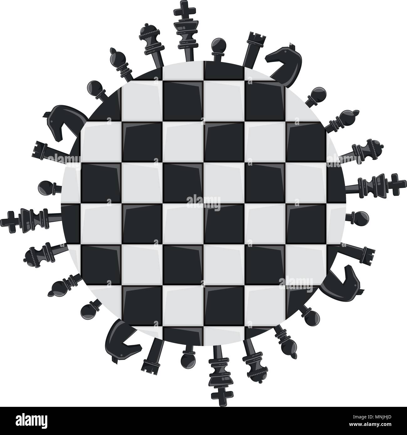 chess game design with chess pieces in circle shape over white ...
