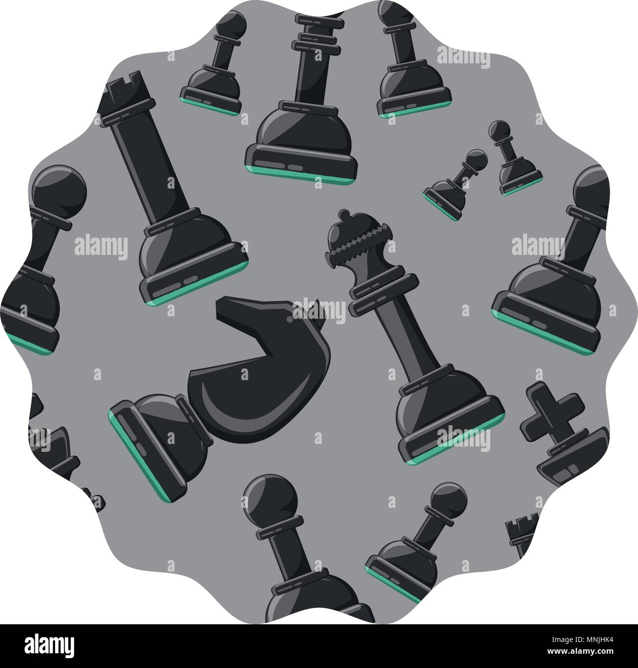 circular frame with chess pieces pattern over white background ...