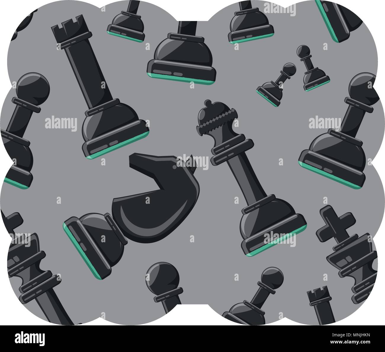 decorative frame with chess pieces pattern over white background ...