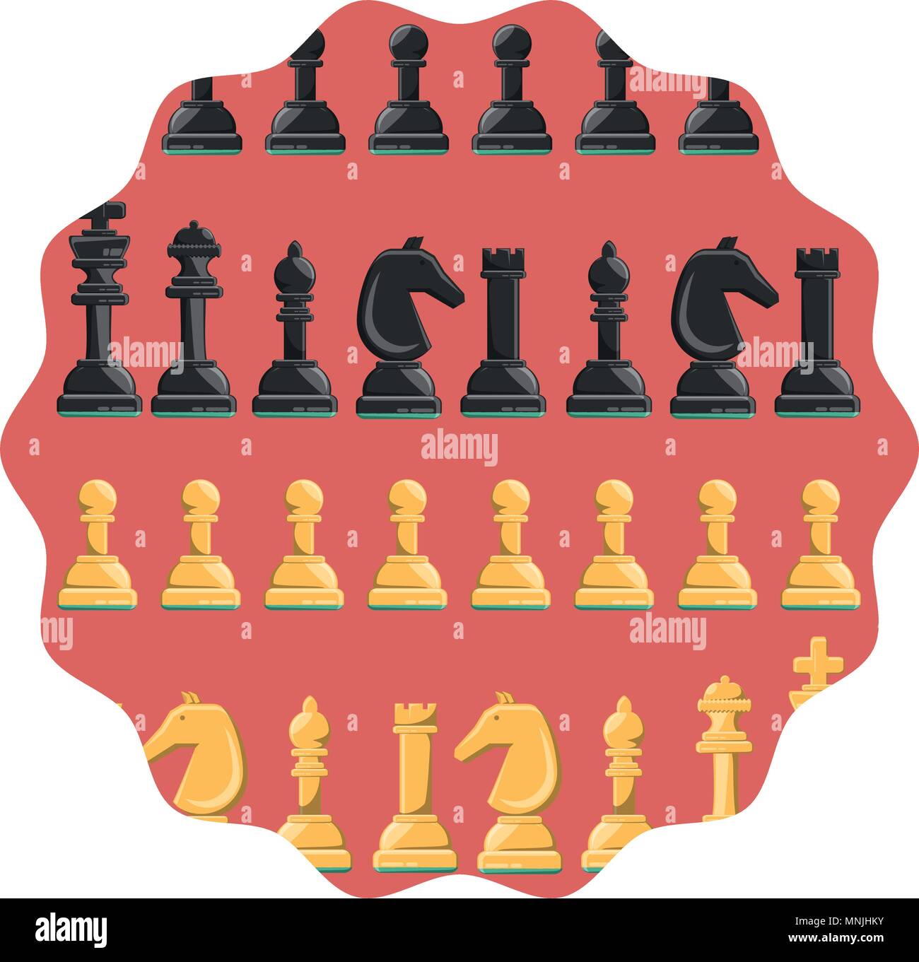 circular frame with chess pieces pattern over white background ...