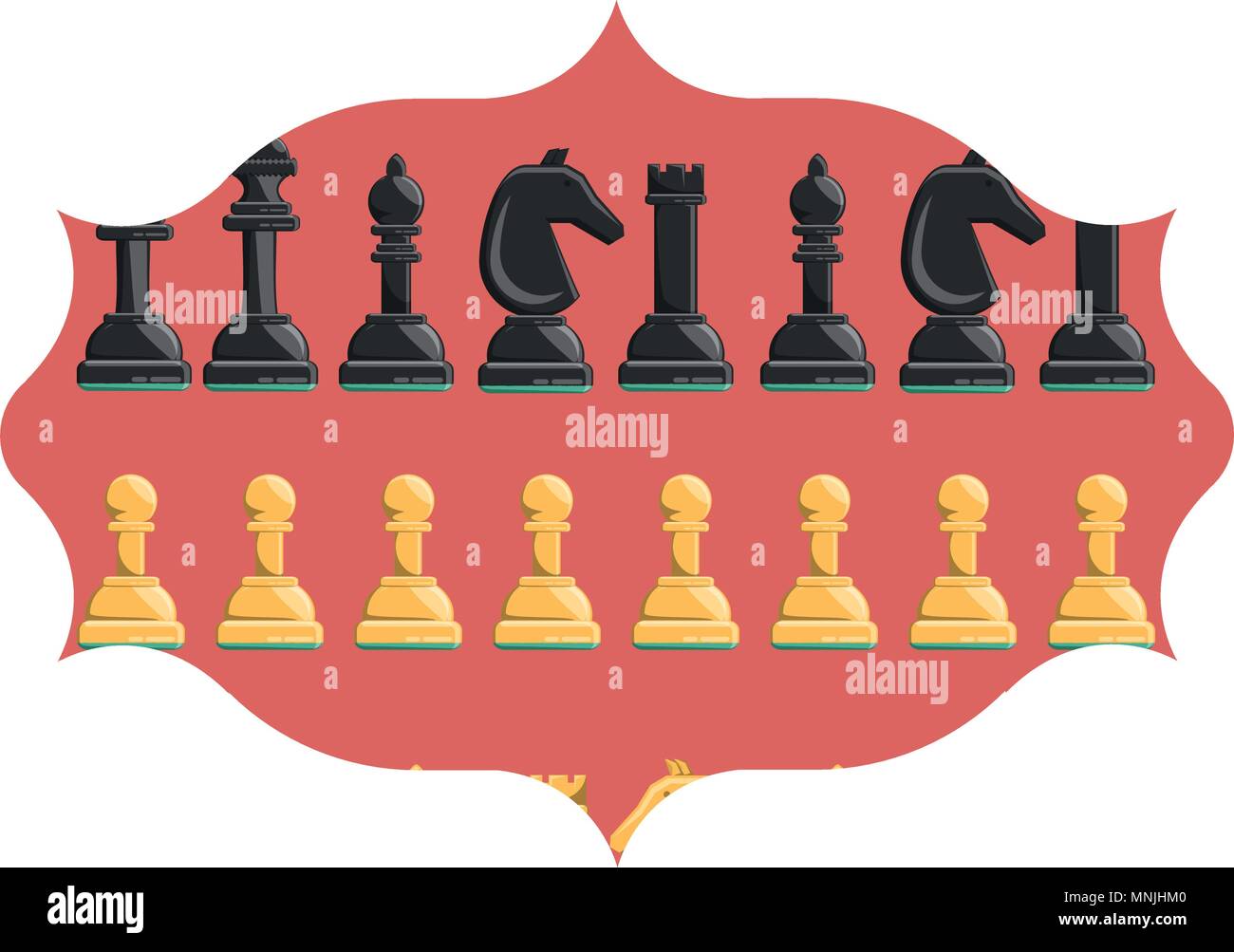 arabic frame with chess pieces design over white background, vector ...
