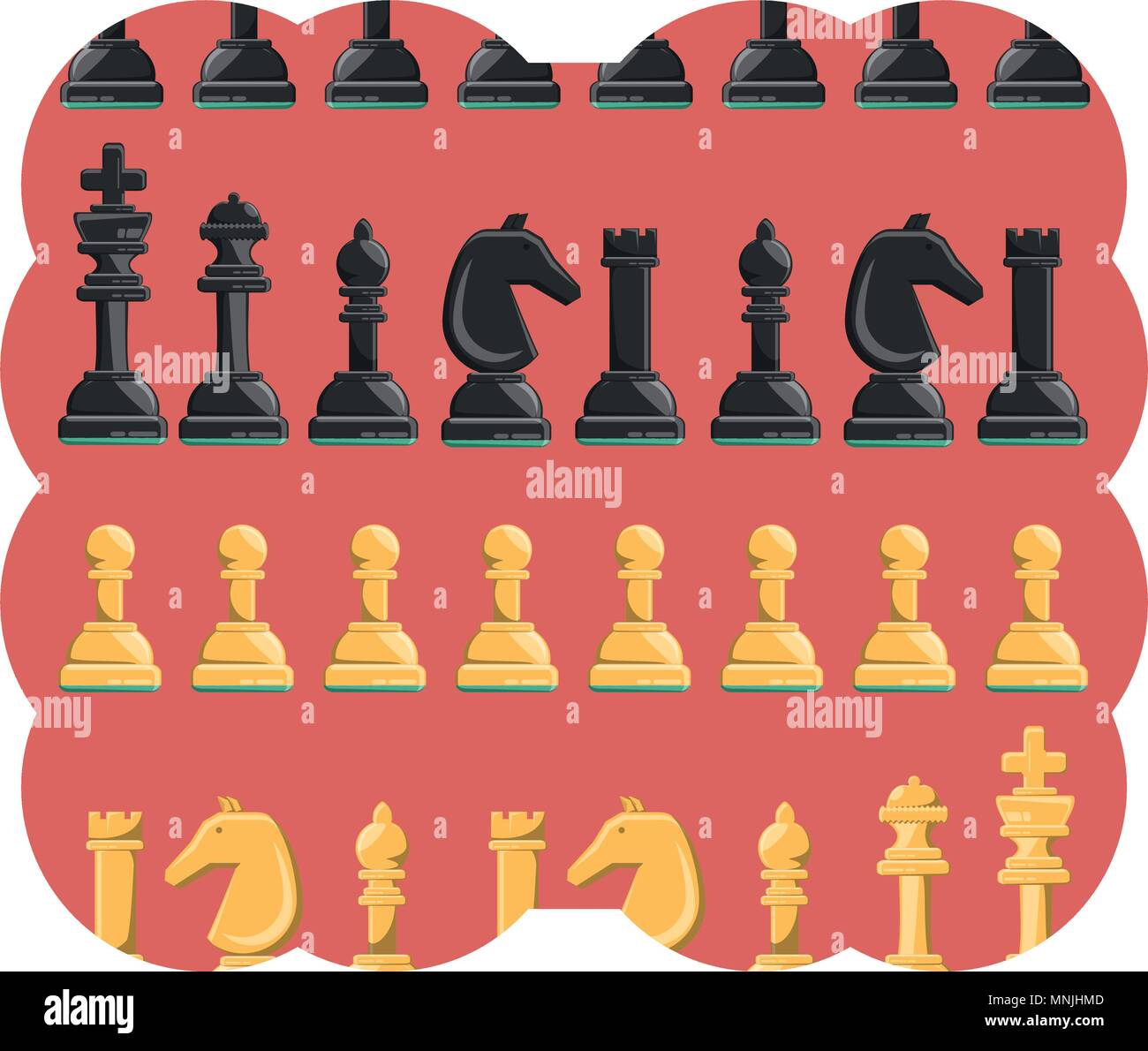 decorative frame with chess pieces pattern over white background ...