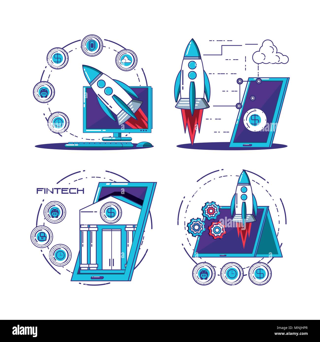 financial technology set icons vector illustration design Stock Vector ...