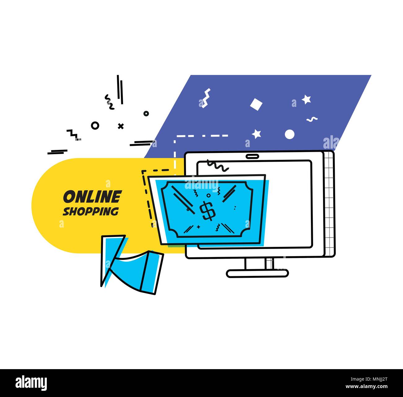 monitor computer with shopping online concept vector illustration ...