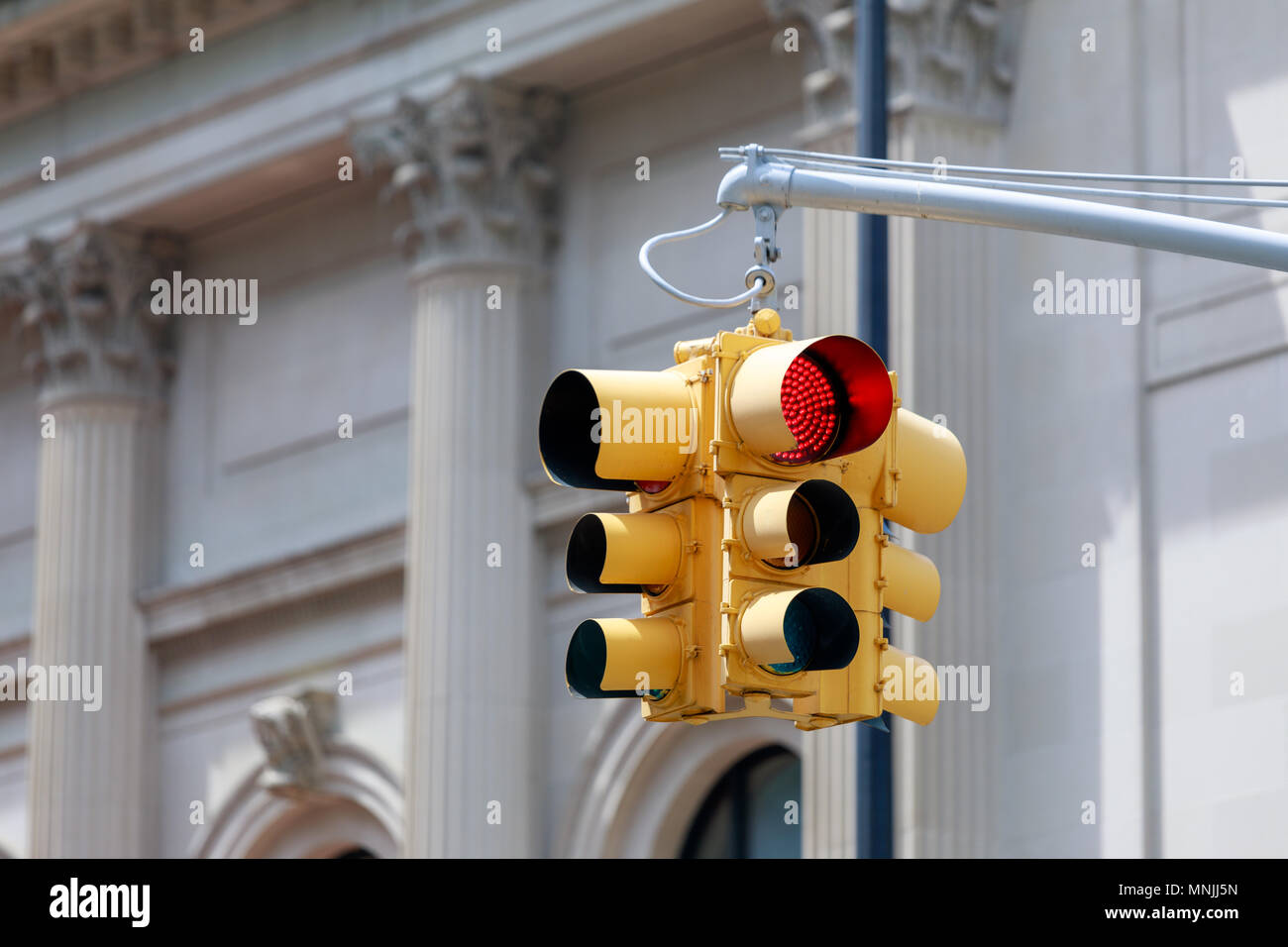 New York yellow traffic light at Museum mile Stock Photo - Alamy