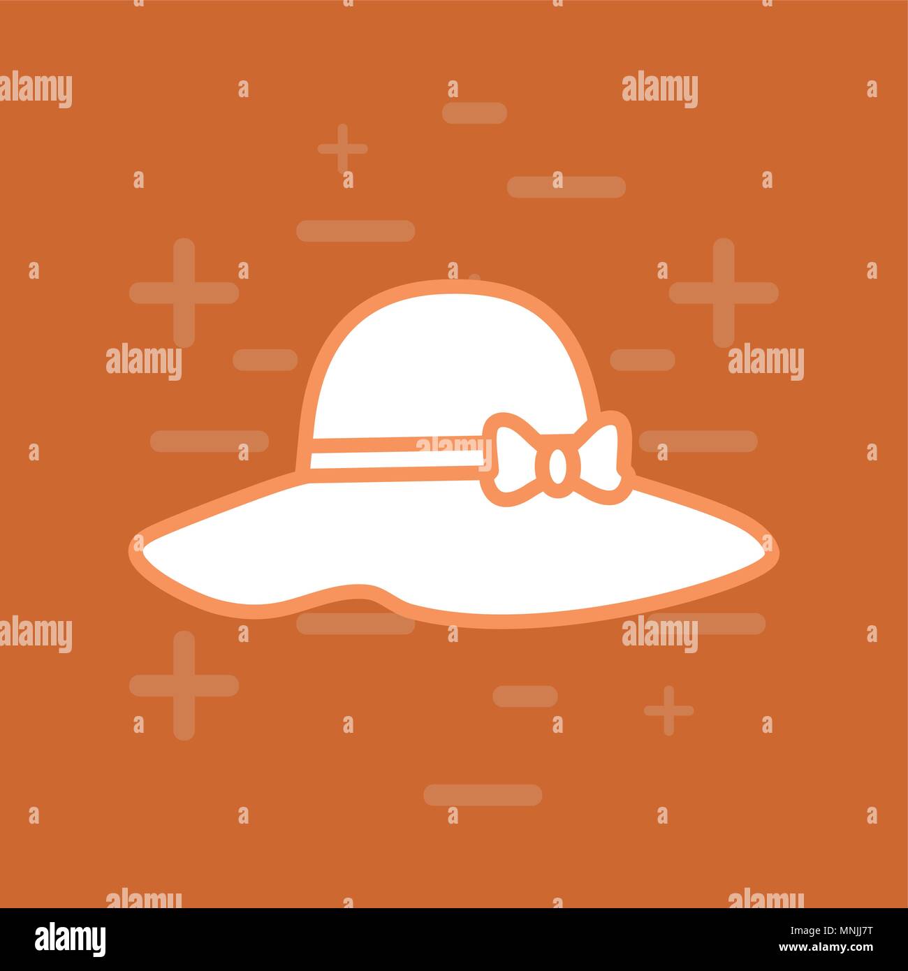 beach hat icon over orange background line design, vector illustration ...