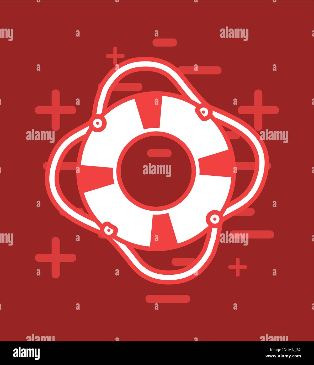 pool float icon over red background, colorful line design. vector ...