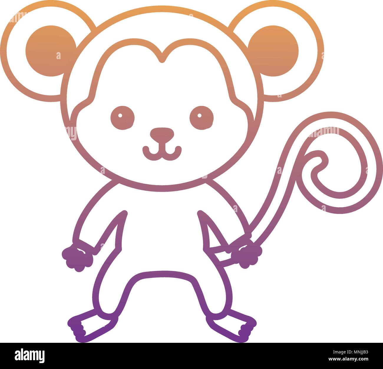 cute monkey icon over white background, colorful design. vector ...