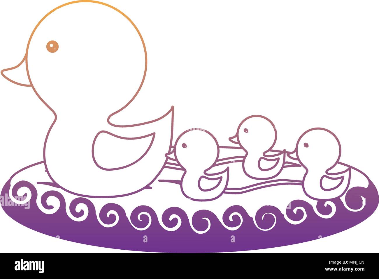 cute duck and little ducks over white background, colorful design ...