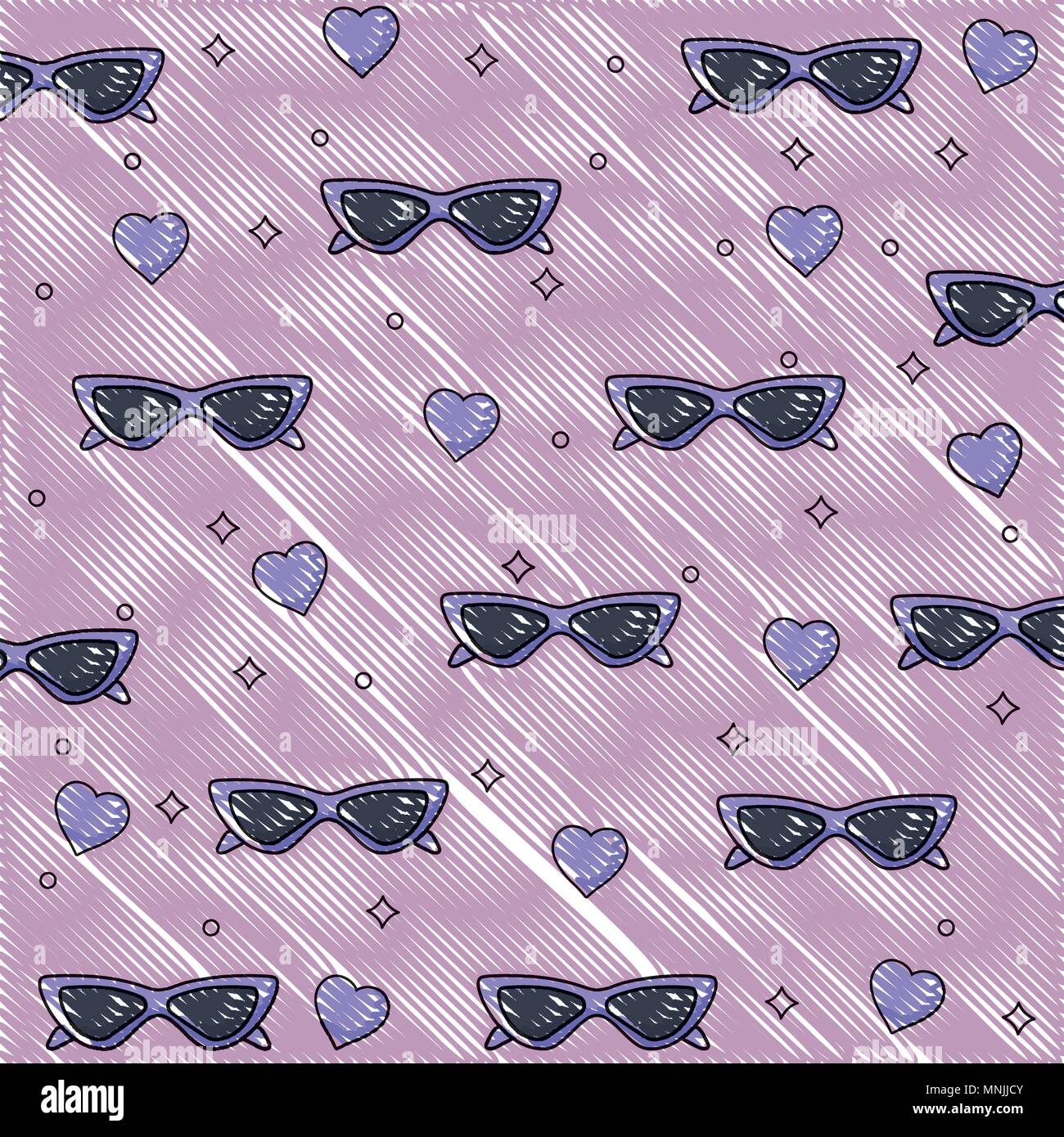 background of sunglasses and hearts pattern, vector illustration Stock ...