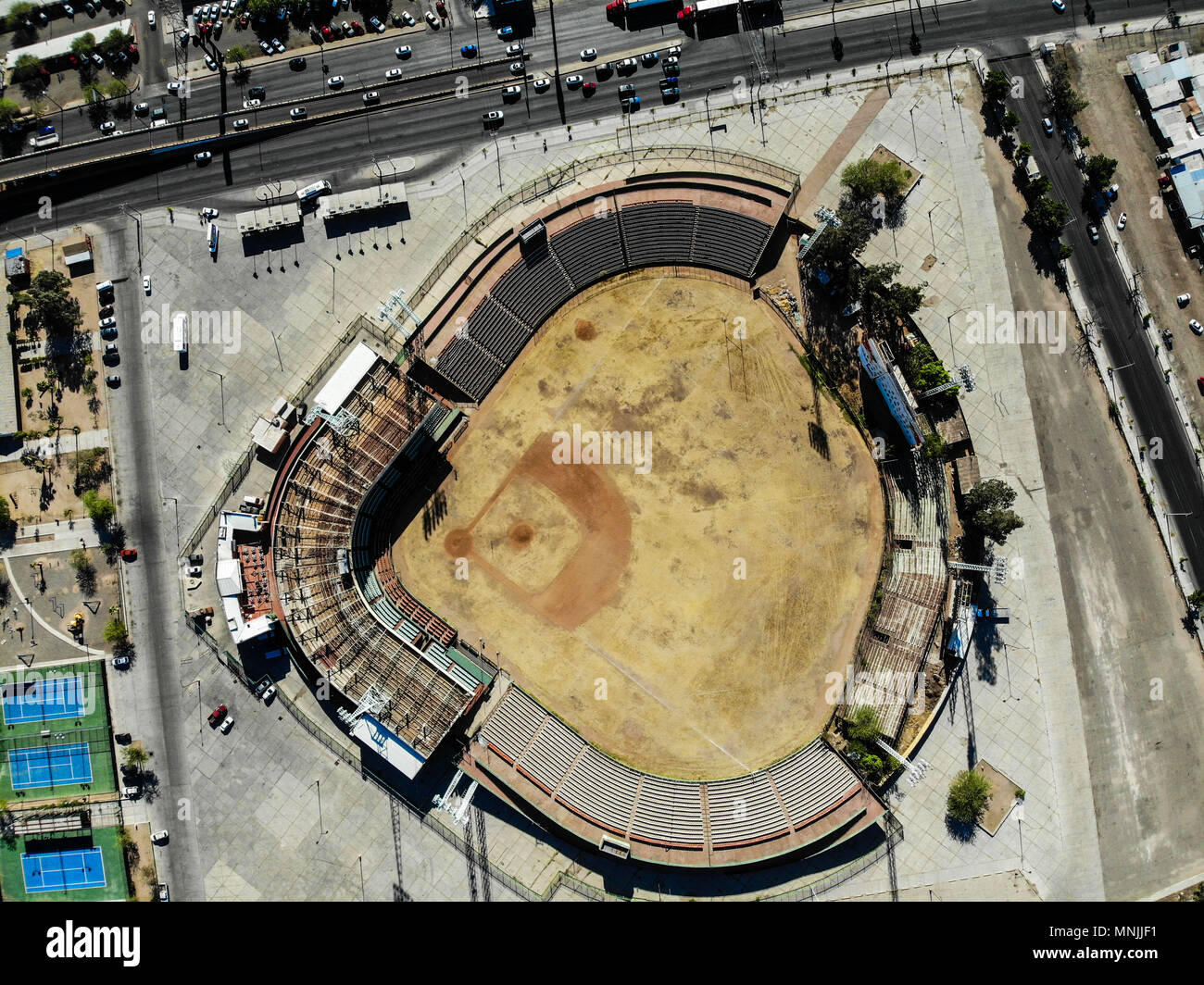 Aerial view at sunset and panoramic view of the old Hectro Espino ...