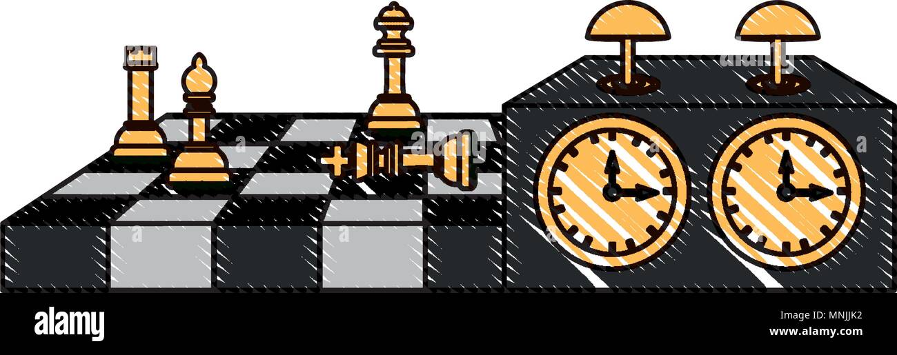 chessboard and clock over white background, vector illustration Stock ...