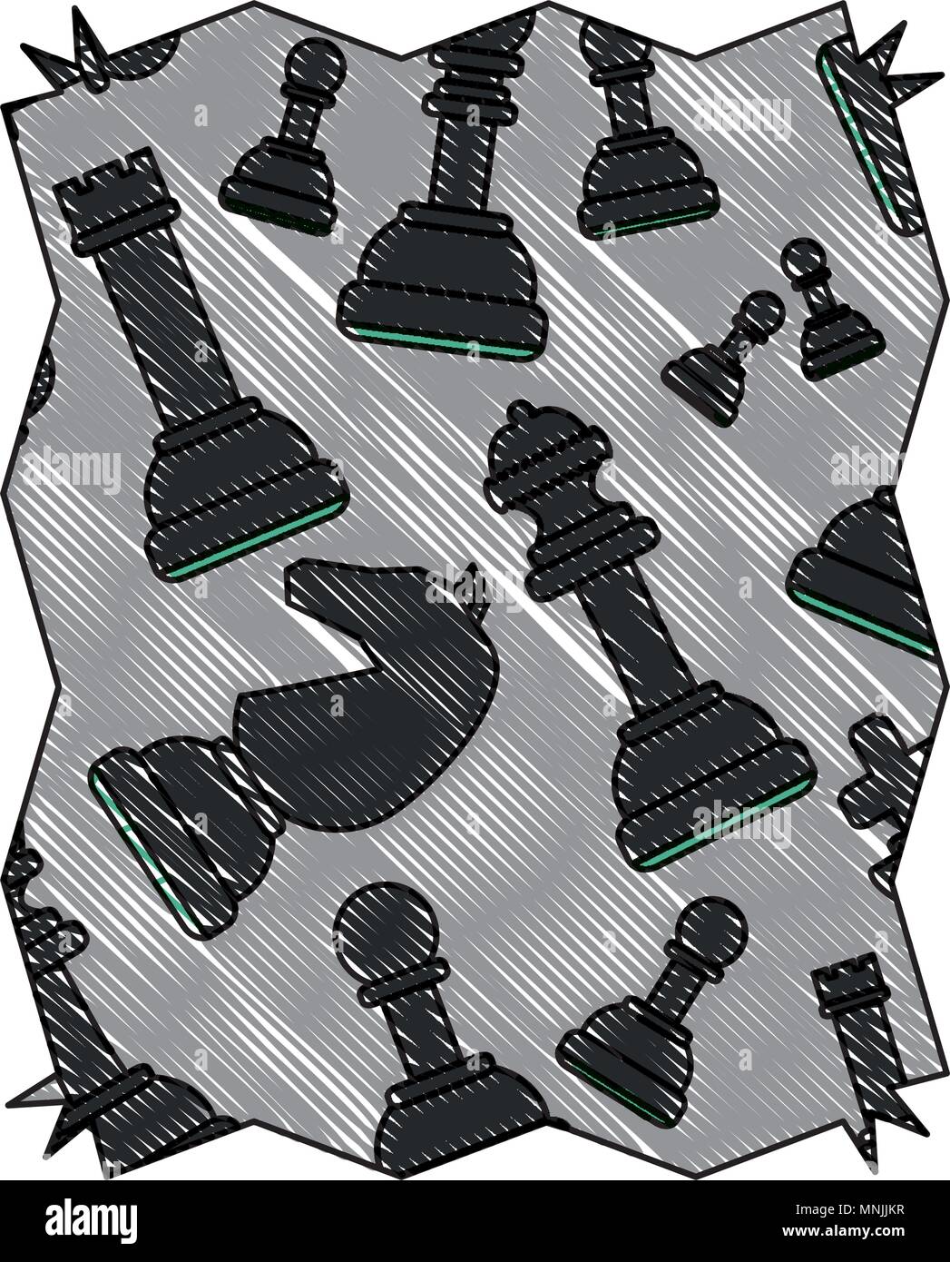 abstract frame with chess pieces design over white background, vector ...