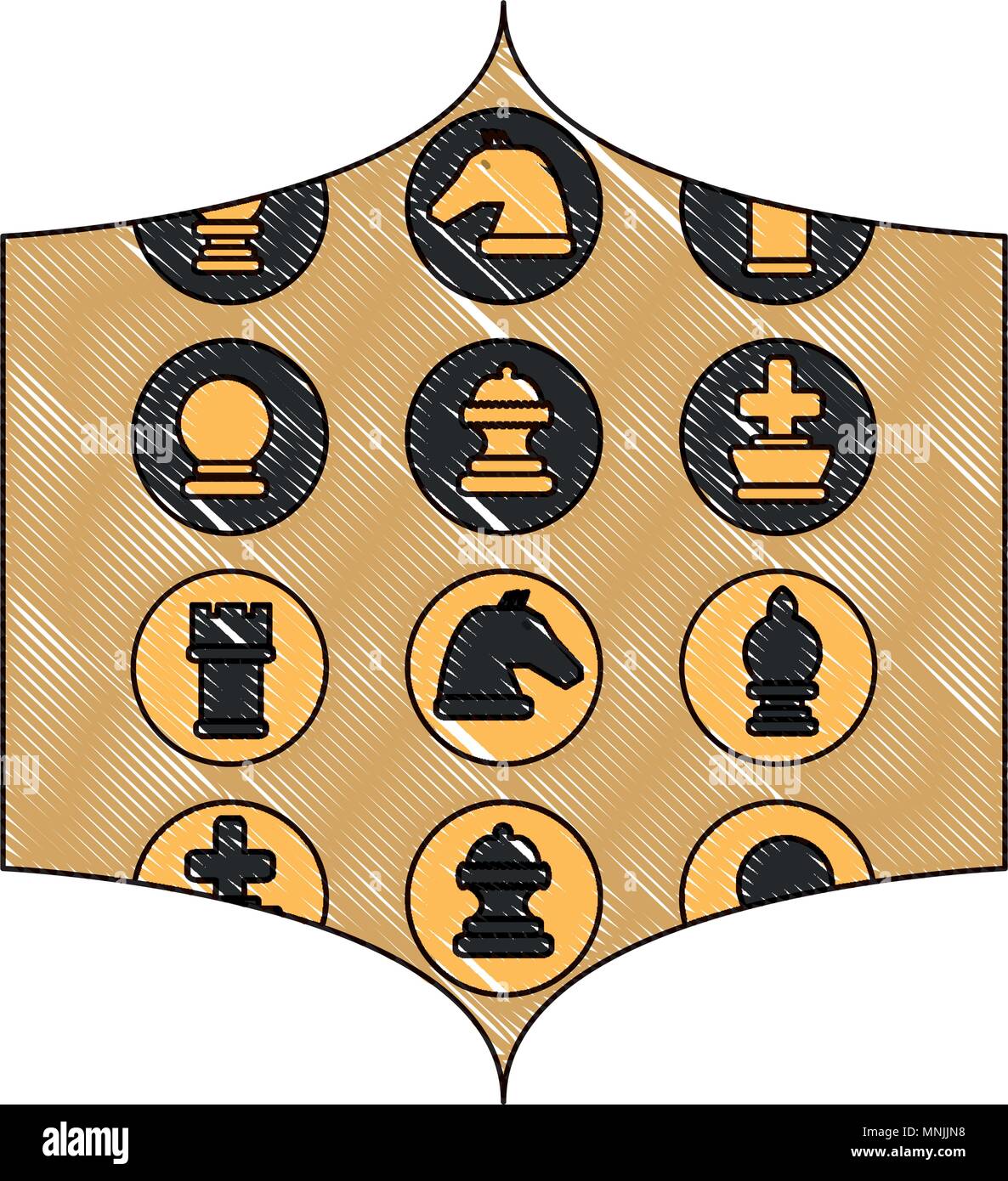 decorative frame with chess pieces design over white background, vector ...