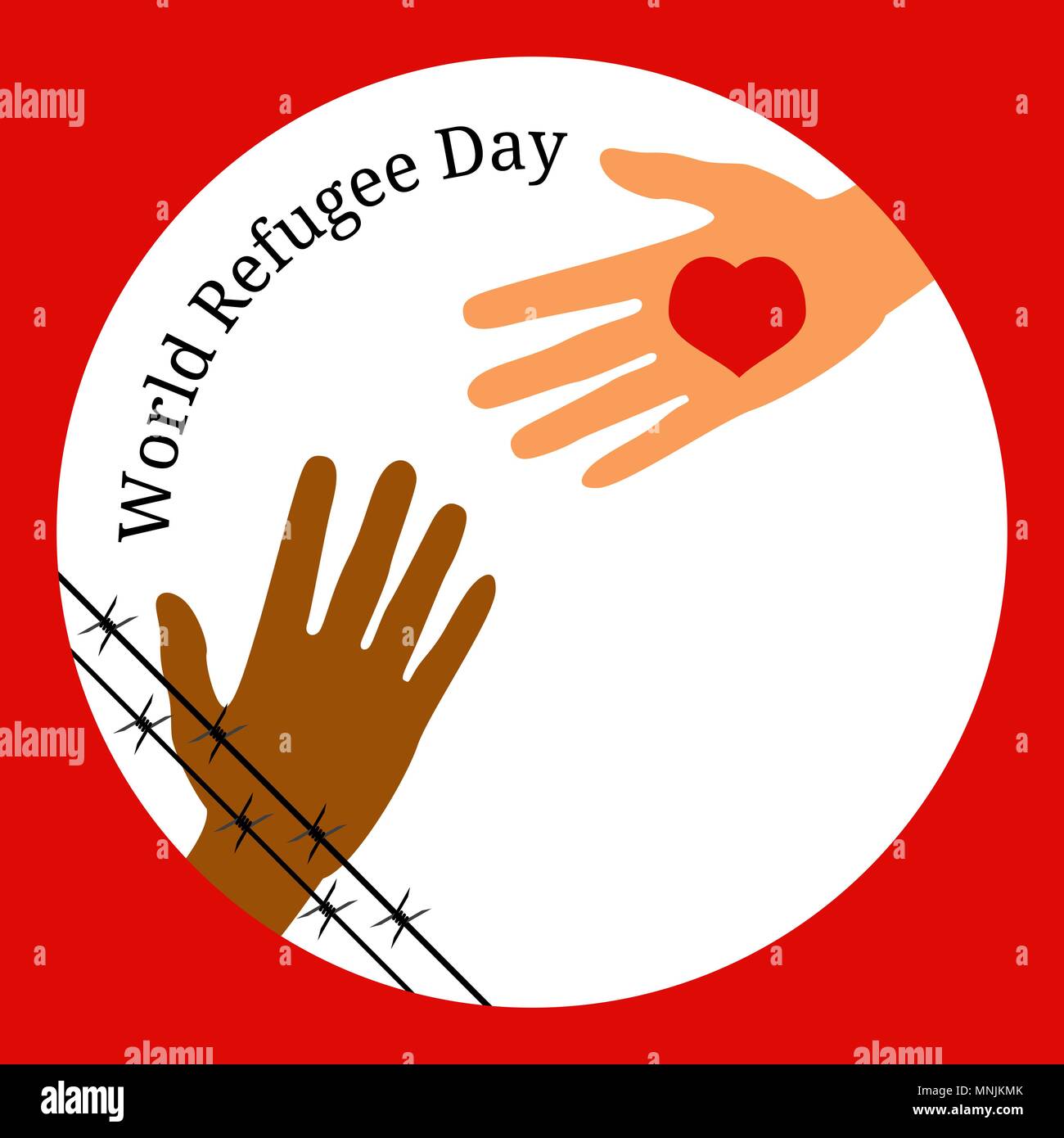 World Refugee Day. Concept of social event. 20 June. The hand behind ...
