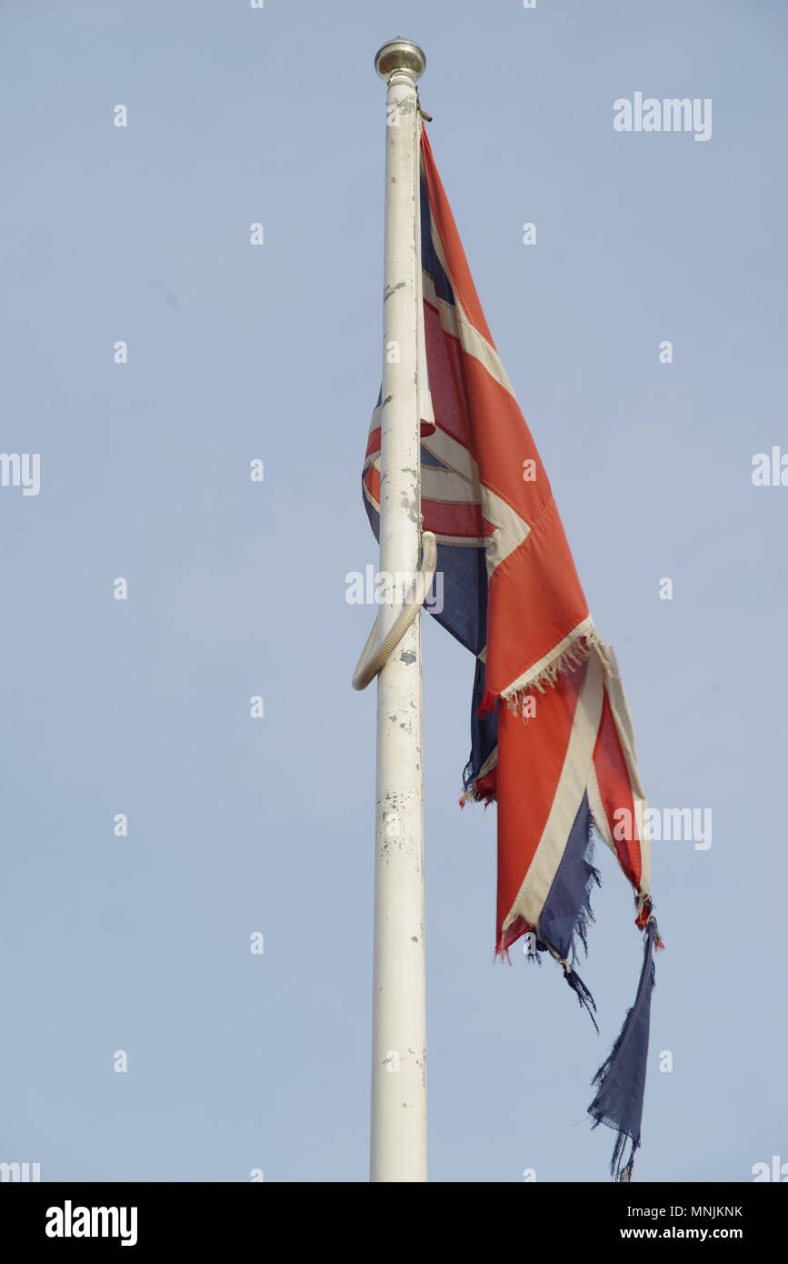 Ragged frayed destroyed Union Jack flag, Hull, UK Stock Photo - Alamy