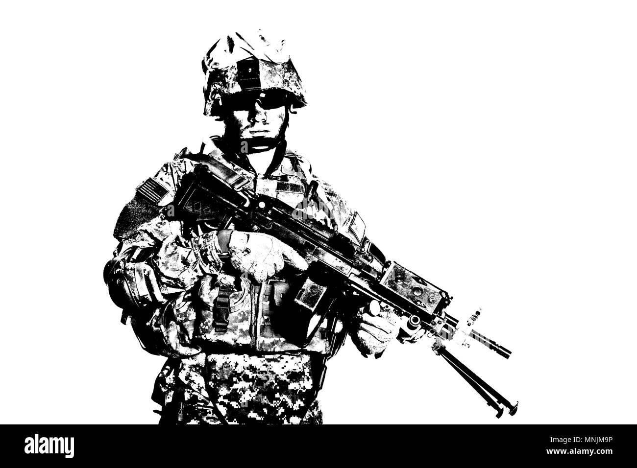 Marines corps fighter with machine gun studio shot Stock Photo - Alamy