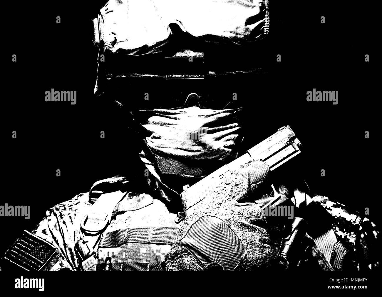 Portrait of commando with service pistol in hand Stock Photo - Alamy
