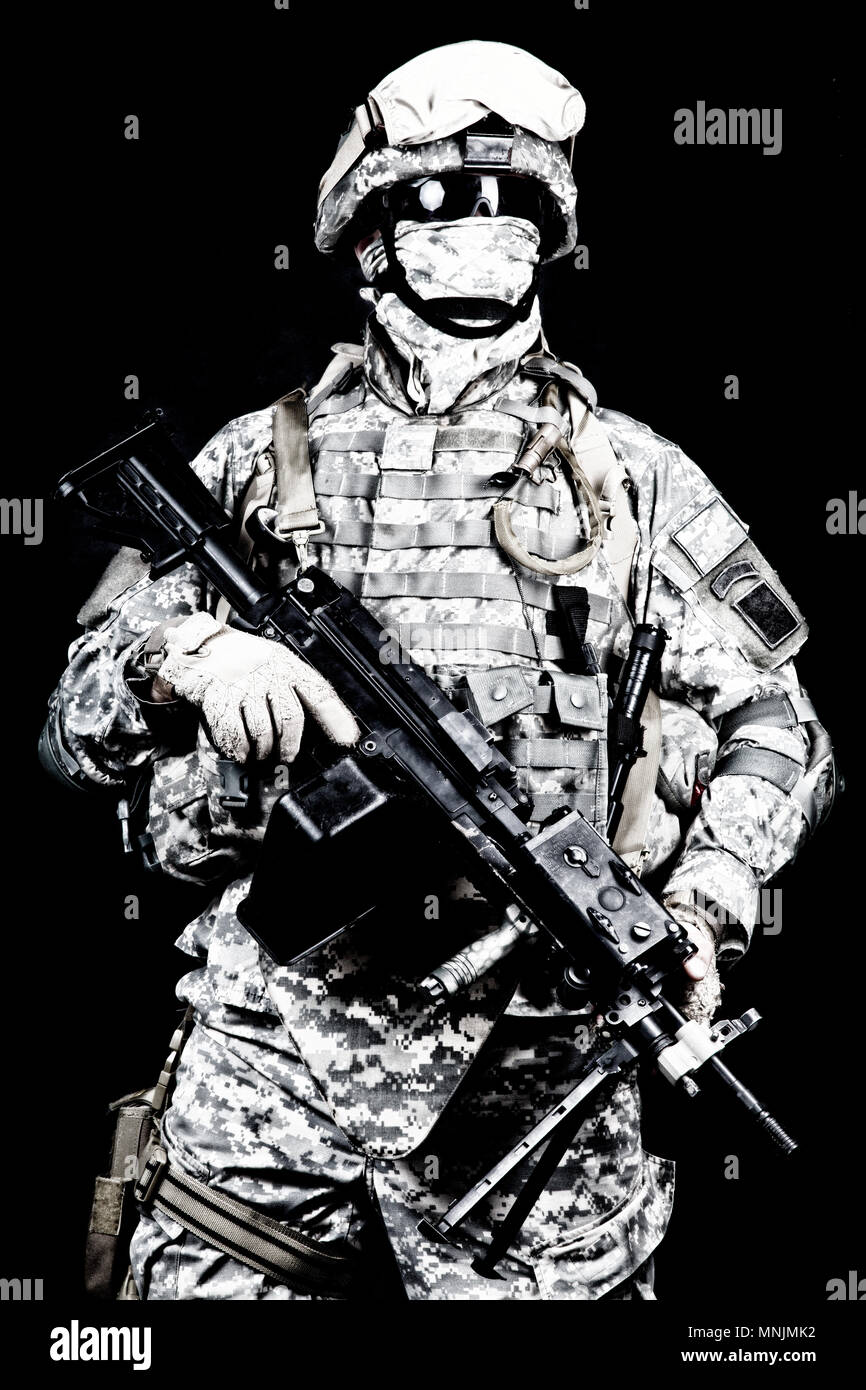 United States marines machine gunner studio shot Stock Photo - Alamy