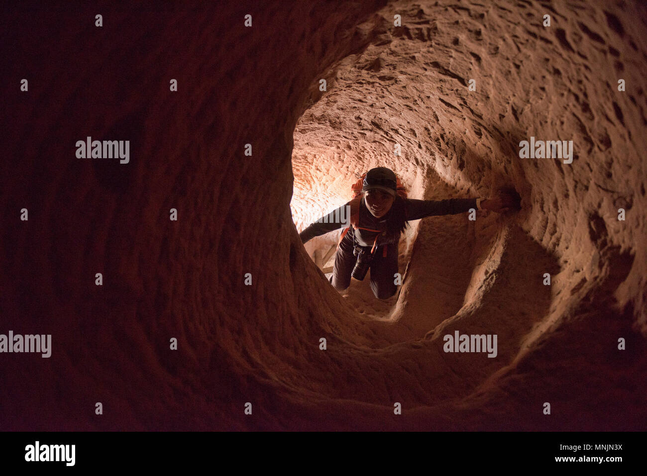 Climbing into the Mati Si Temples in the Cliff, Zhangye, Gansu, China ...