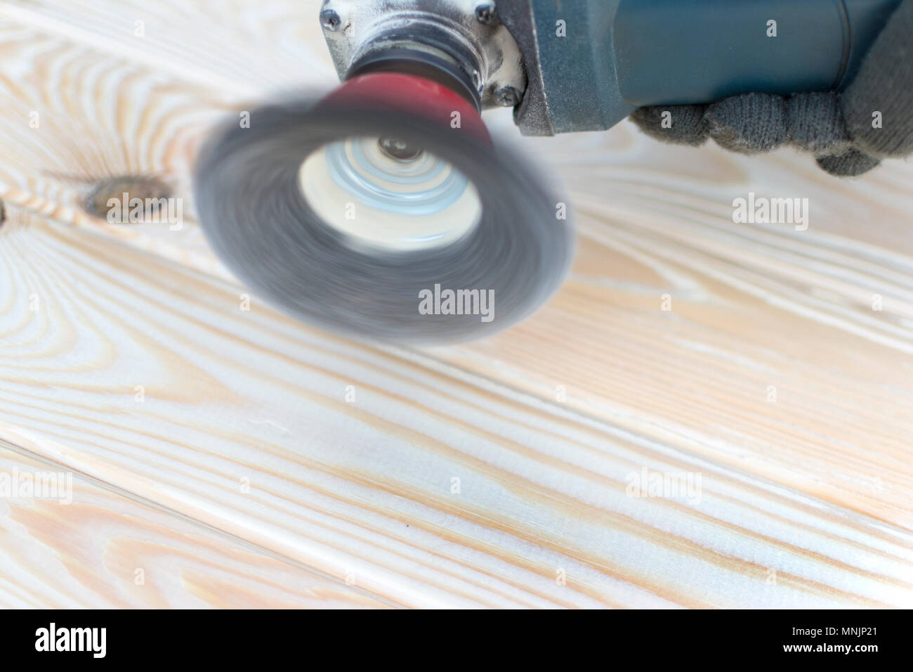 angle grinder with wood and wood brashing tool Stock Photo - Alamy