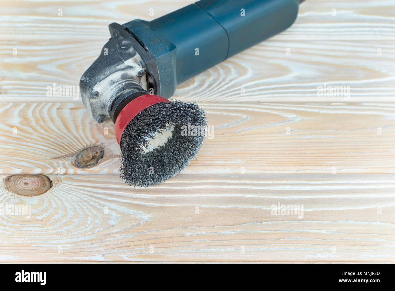 angle grinder with wood and wood brashing tool Stock Photo - Alamy