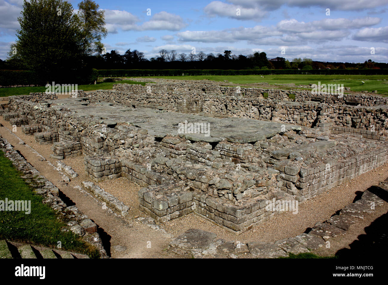The Roman ruins at Corbridge, Northumberland, North-East England Stock ...