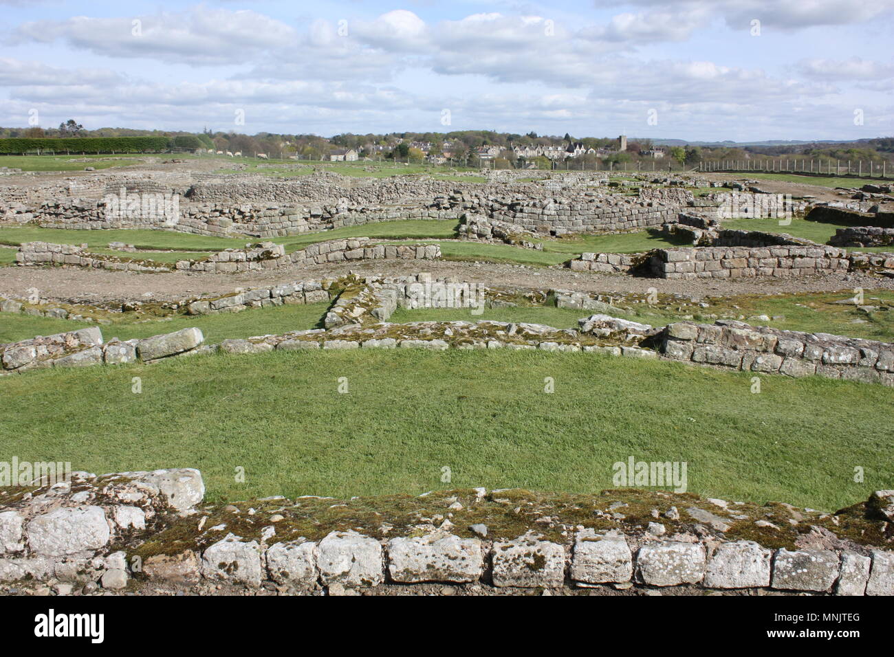 The Roman ruins at Corbridge, Northumberland, North-East England Stock ...