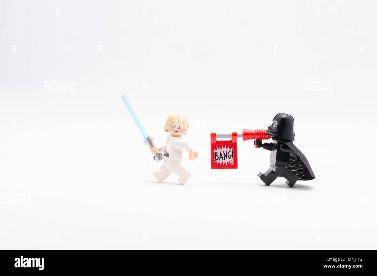 mini figure of darth vader with bang gun aiming shot to luke skywalker ...