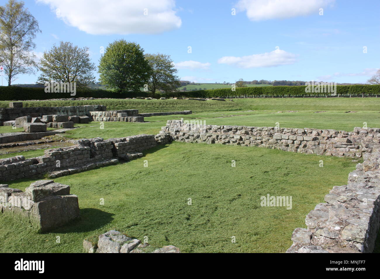 The Roman ruins at Corbridge, Northumberland, North-East England Stock ...