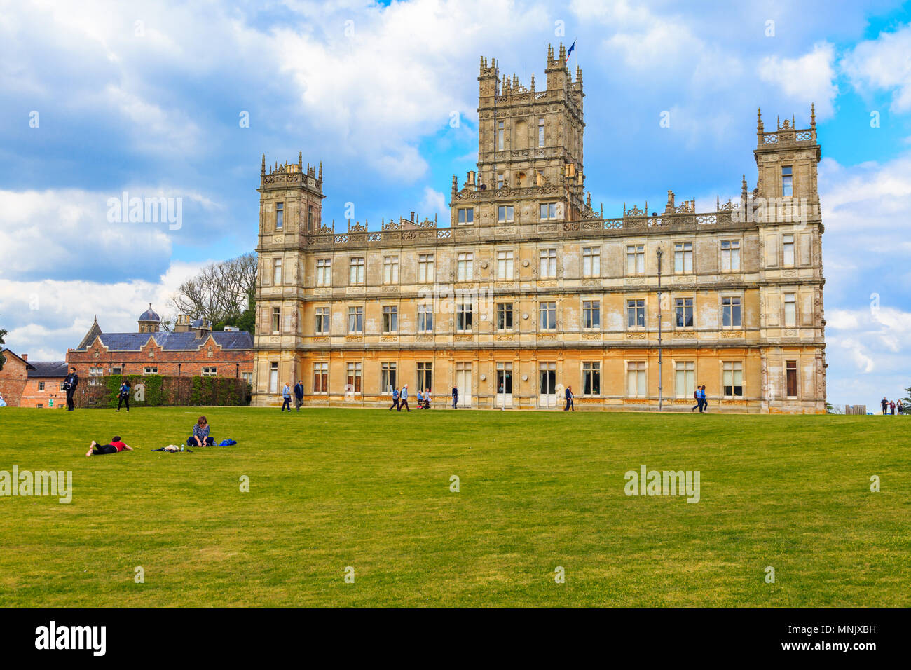England, Hampshire. 2 May 2017. Highclere Castle. Jacobethan style ...