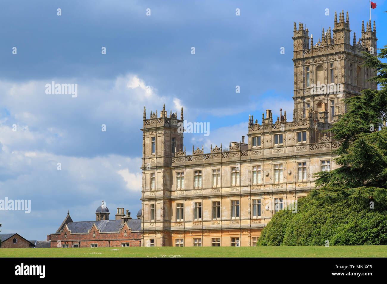 England, Hampshire. 2 May 2017. Highclere Castle. Jacobethan style ...
