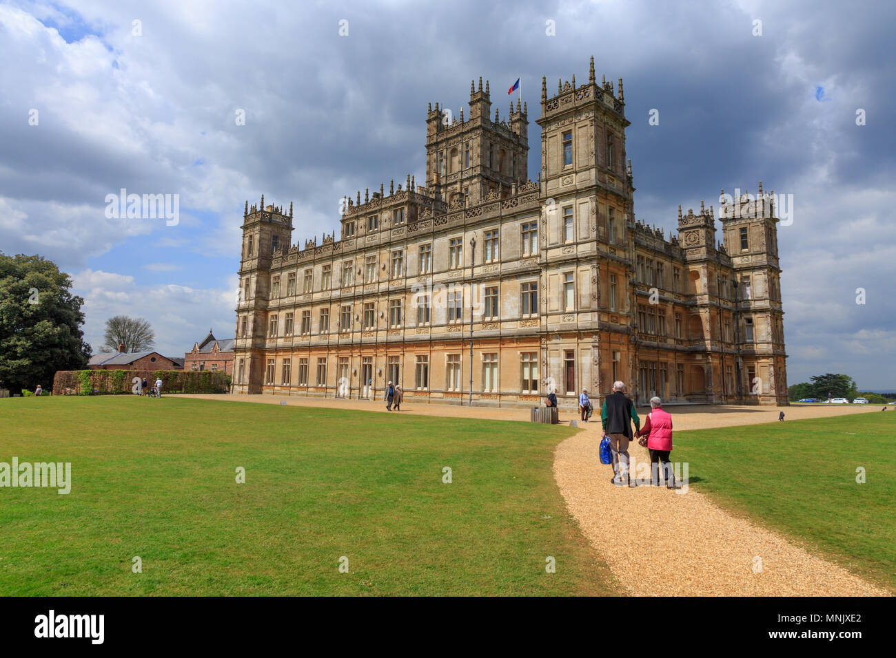 England, Hampshire. 2 May 2017. Highclere Castle. Jacobethan style ...