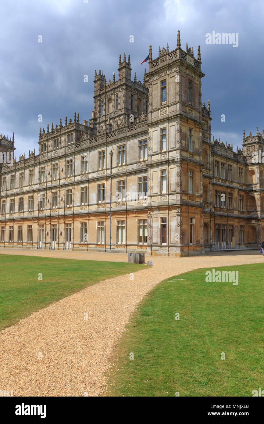 England, Hampshire. 2 May 2017. Highclere Castle. Jacobethan style ...