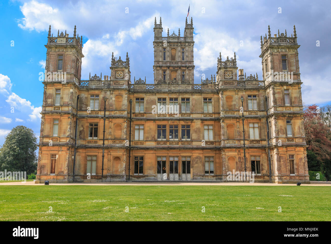England, Hampshire. 2 May 2017. Highclere Castle. Jacobethan style ...