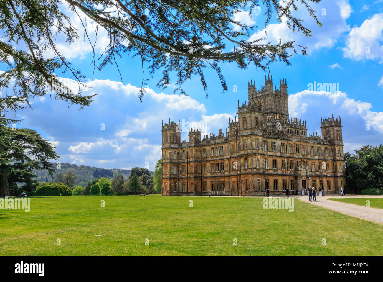 England, Hampshire. 2 May 2017. Highclere Castle. Jacobethan style ...
