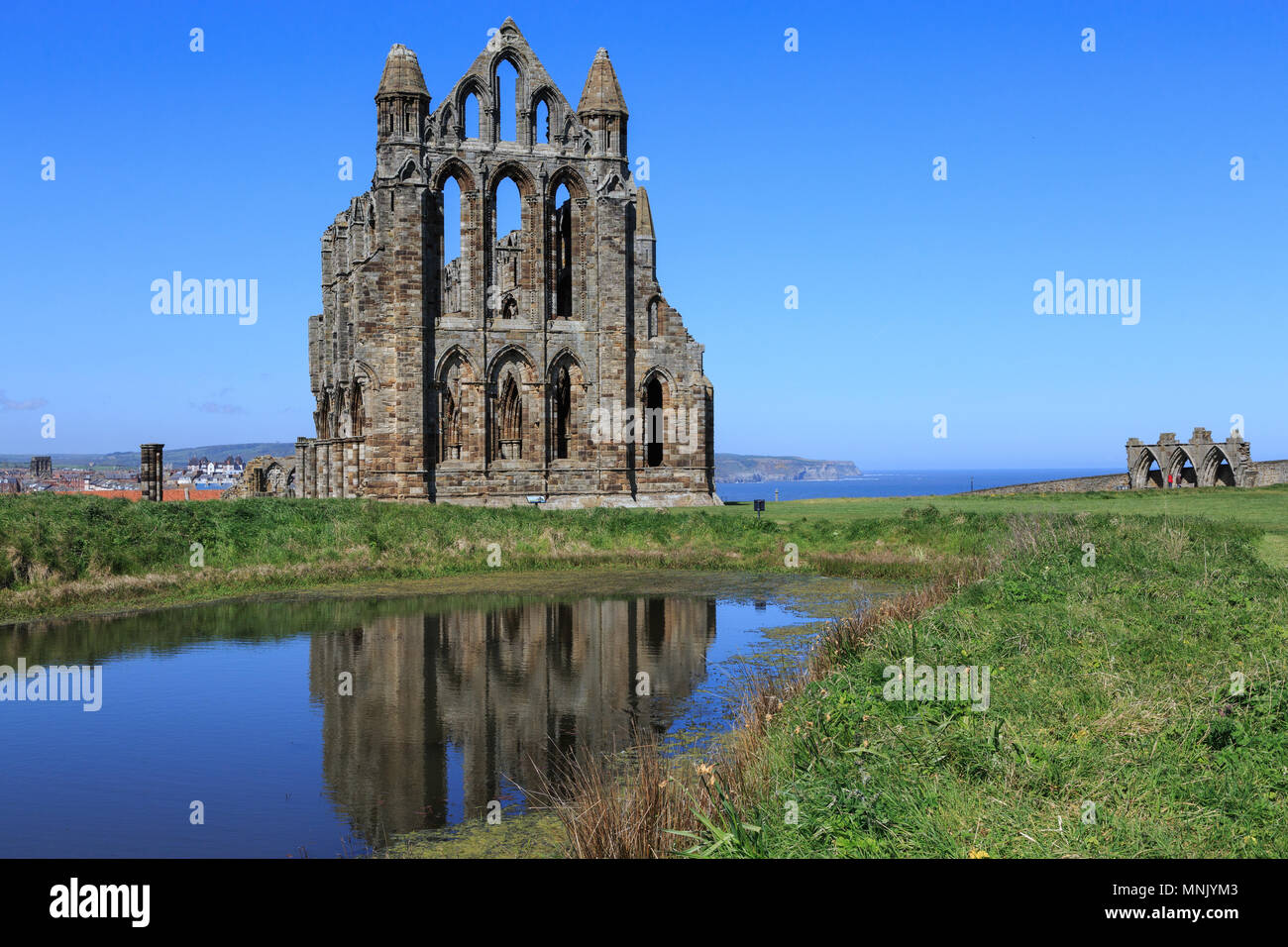 England, North Yorkshire, Whitby. North Sea, East cliff. English ...