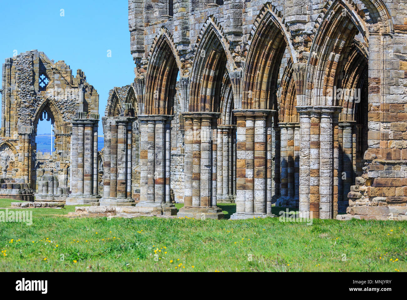 England, North Yorkshire, Whitby. North Sea, East cliff. English ...