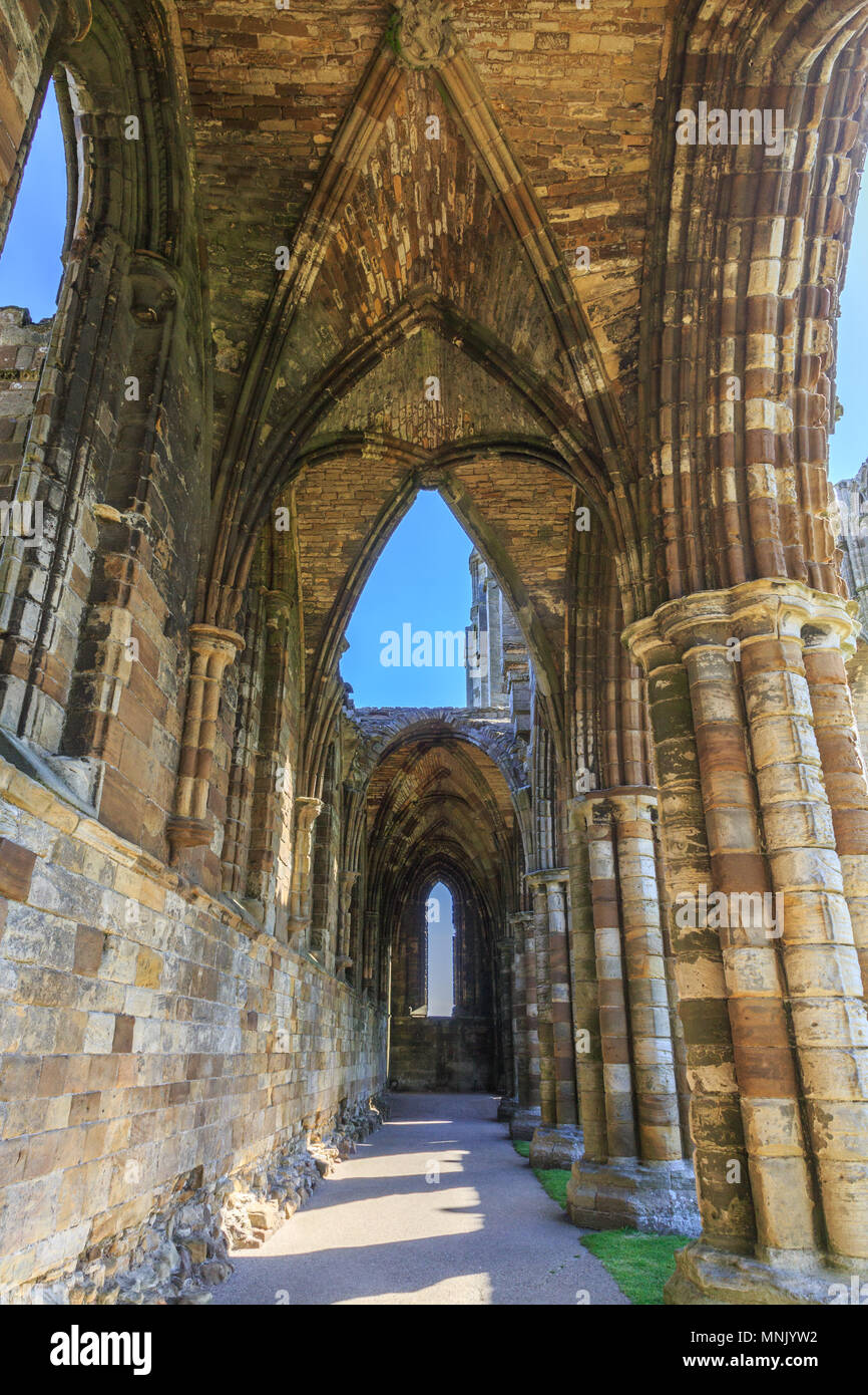 England, North Yorkshire, Whitby. North Sea, East cliff. English ...