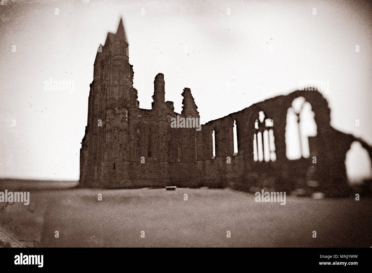 England, North Yorkshire, Whitby. North Sea, East cliff. English ...