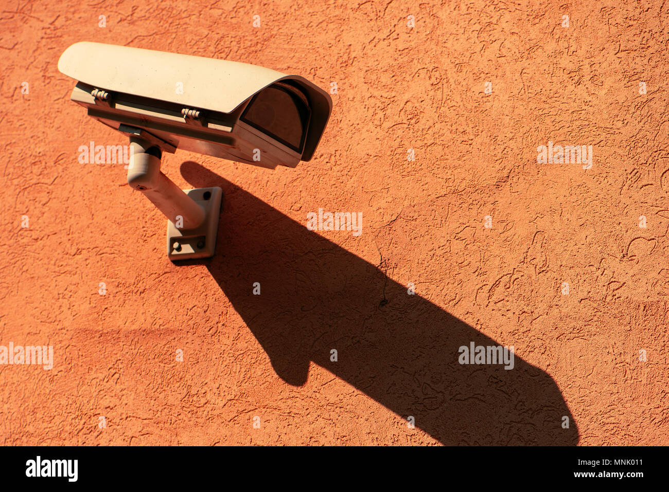Surveillance camera on exterior wall with blank copy space Stock Photo ...