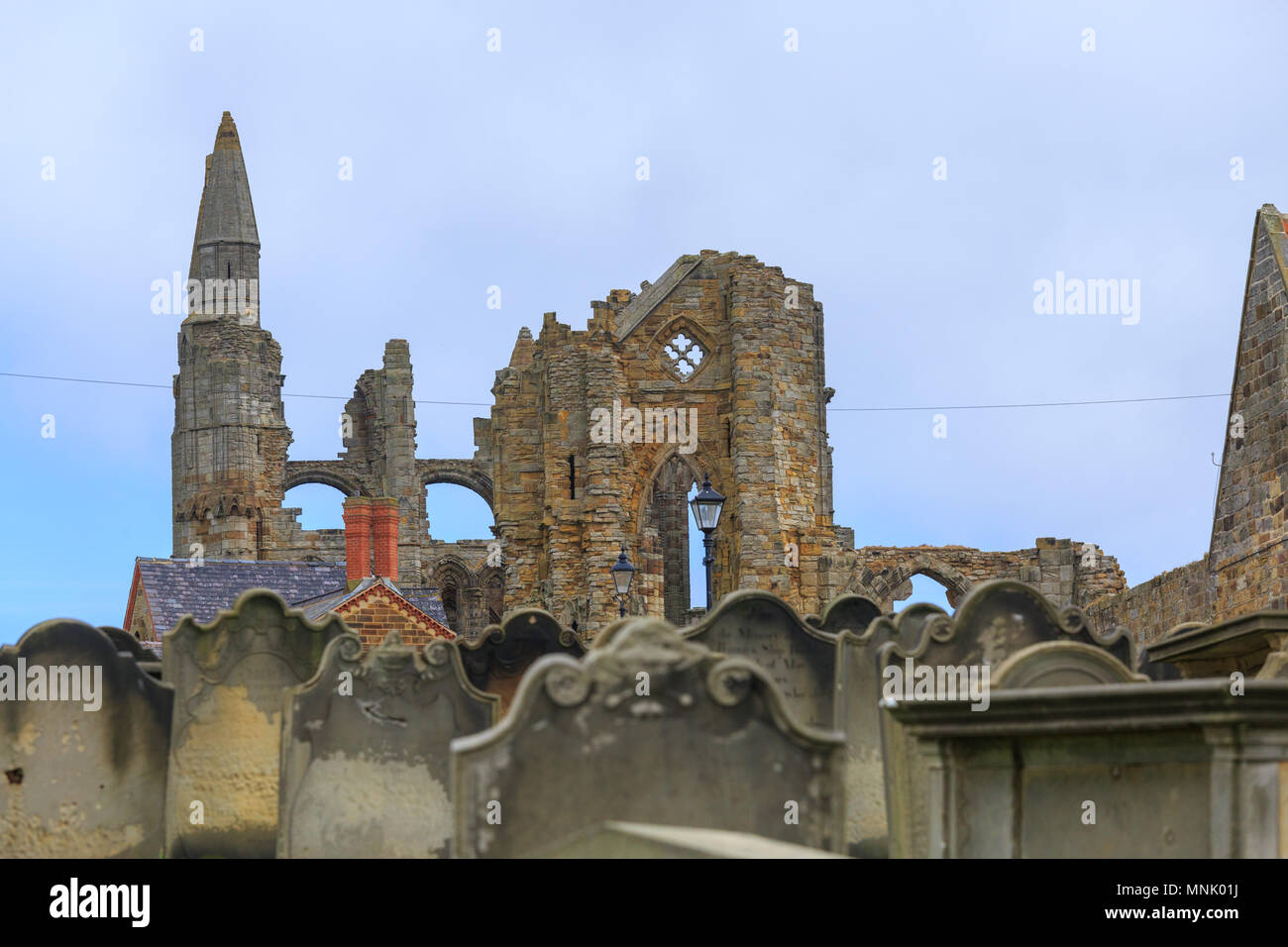 England, North Yorkshire, Whitby. North Sea, East cliff. English ...