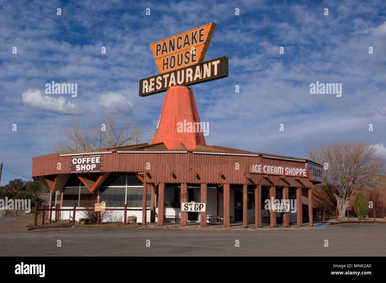 Abandoned Pancake House restaurant on Route 66 near Gallup, New Mexico Stock Photo - Alamy