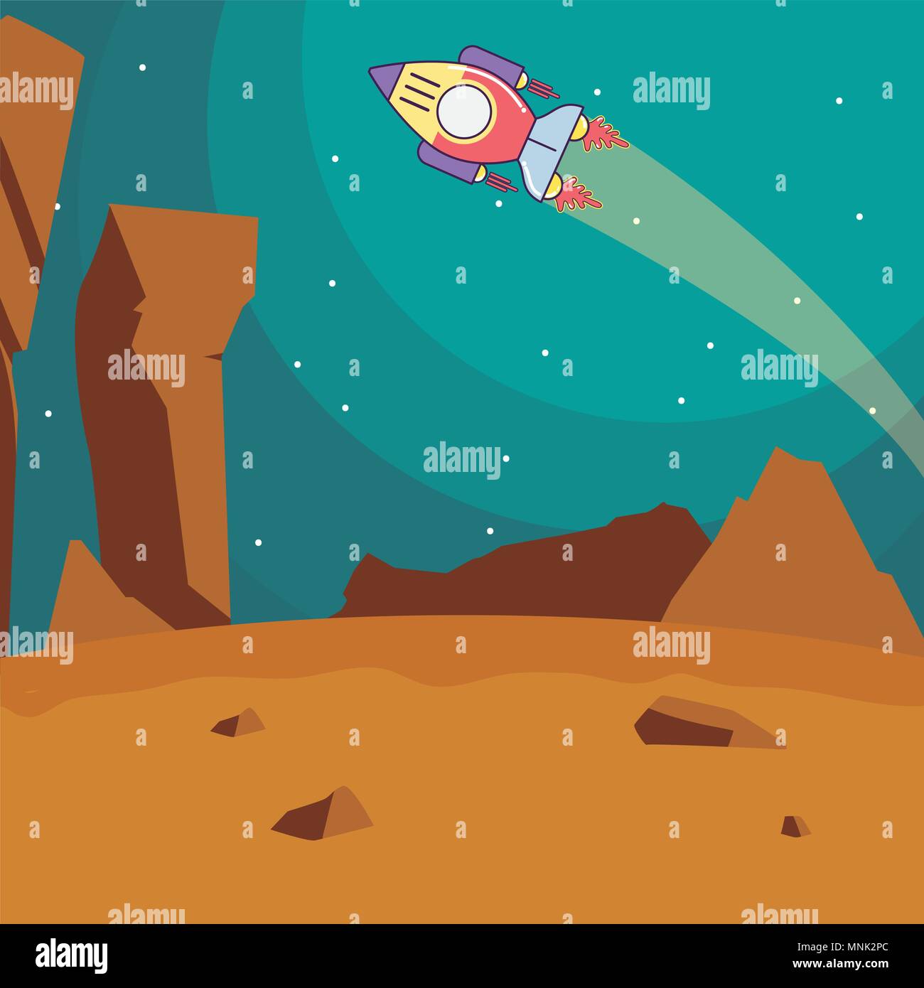Spaceship taking off from planet Stock Vector Image & Art - Alamy