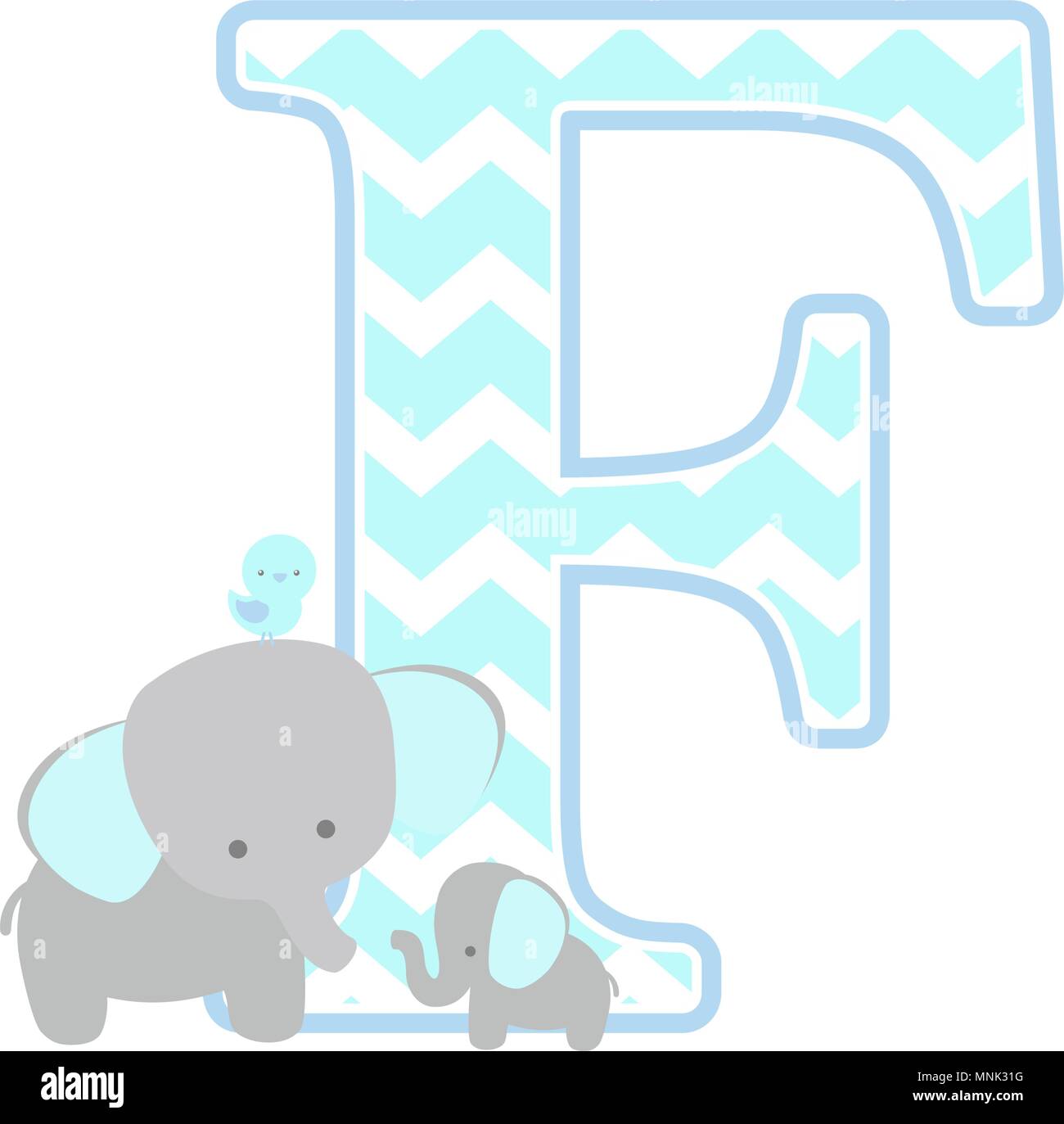 initial f with cute elephant and little baby elephant isolated on white ...