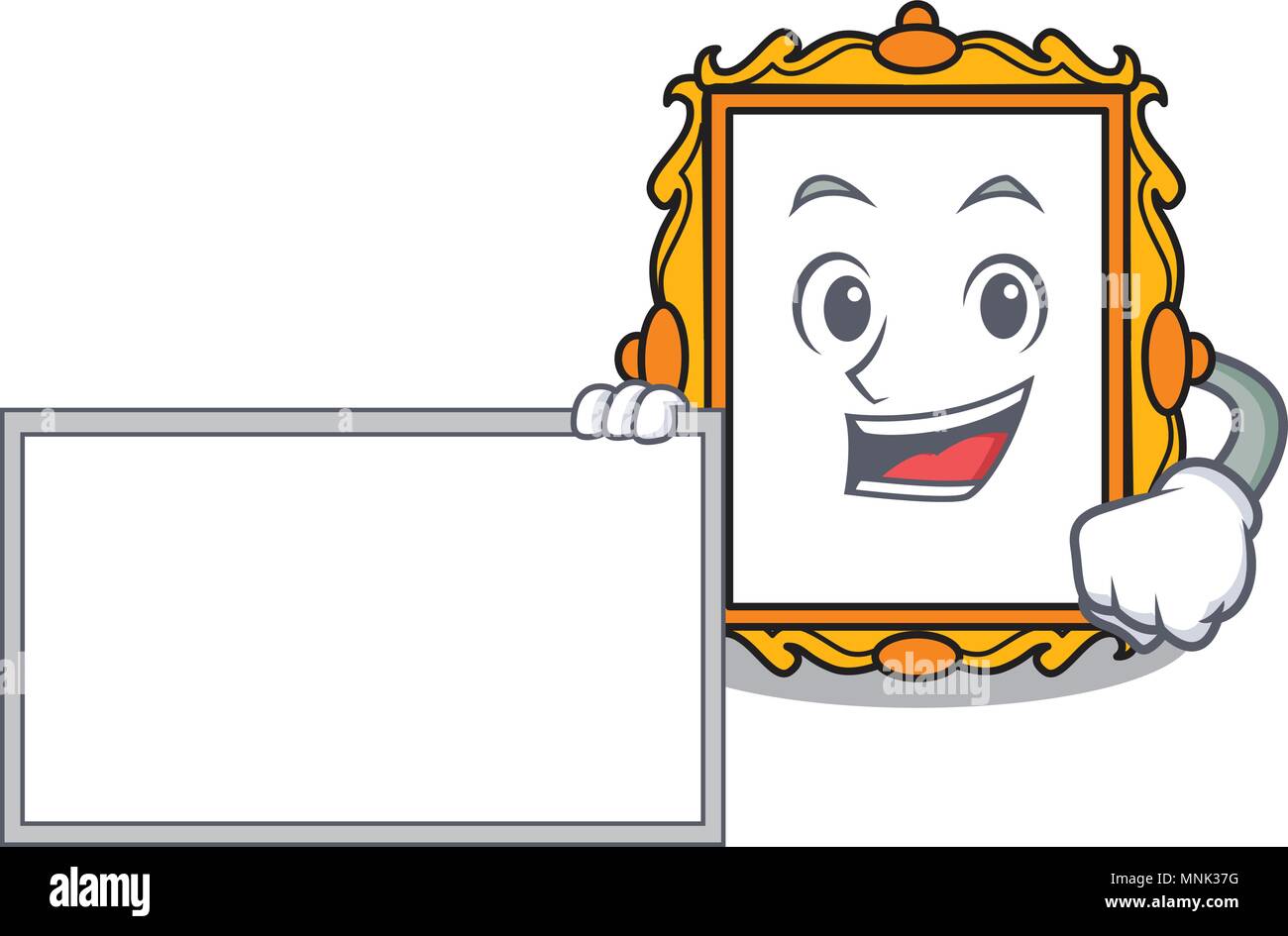 With board picture frame character cartoon vector illustration Stock ...