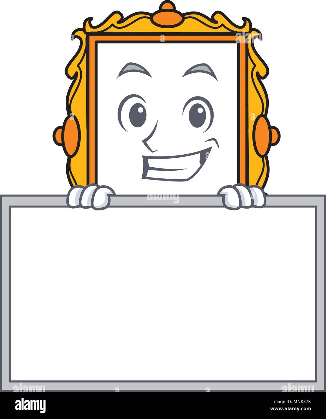 Grinning with board picture frame character cartoon vector illustration ...